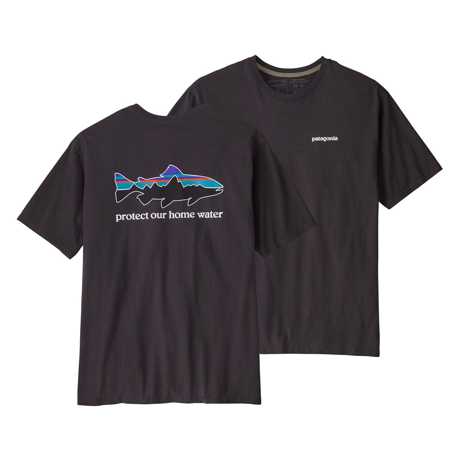 Polo M/C Outdoor Para Hombre Home Water Trout Organic Negro | Patagonia ...