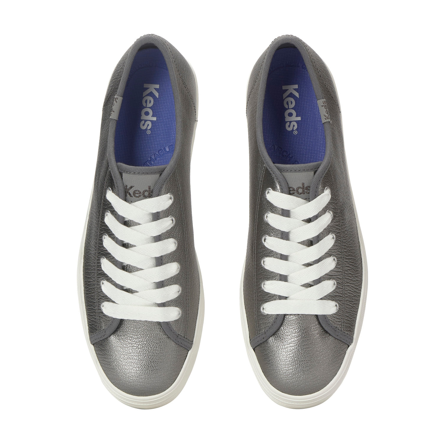 Zapatilla Para Mujer Cuero Triple Up Metallic Gris | Keds - Supermall Perú